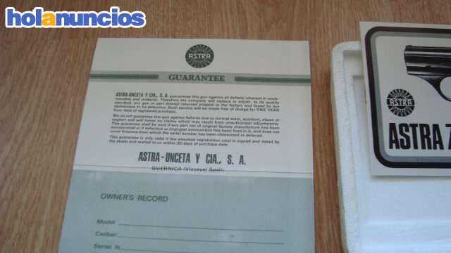 CAJA PISTOLA ASTRA MOD& 7000 CAL 22 LR - Armas