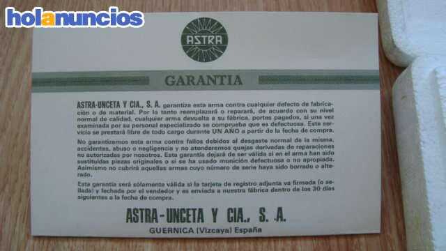 CAJA PISTOLA ASTRA MOD& 7000 CAL 22 LR - Armas